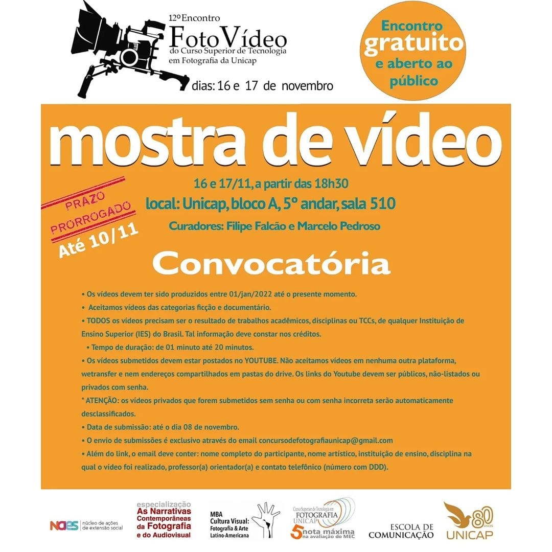 Mostra de Vídeo - Inscrições prorrogadas - Unicap - Universidade ...